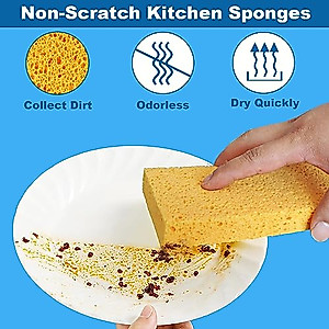 Large Kitchen Sponges for Dishes,Pop Up Eco Friendly Bathroom Cleaning Sponge for Countertop,Tiles,Walls,Floors,Natural Compostable Scrubber for Dish,Car,Kayak,Compressed Cellulose Sponges 6 Pack