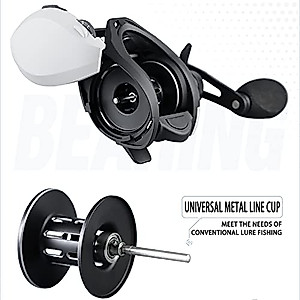 Baitcasting Fishing Reel,Compact Design Metal Body Baitcaster Reel,11LB Drag,20-Speed Magnetic Braking System,Available in 6.5:1 and 8.1:1Conventional Reel for Catfish, Musky (B: Right Hand-6.5:1)