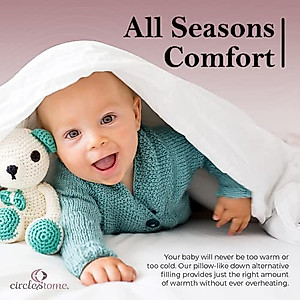 CIRCLESHOME 100% Cotton Toddler Comforter for Crib & Bed, Healthy and Breathable Baby Quilt Blanket (37x52) White