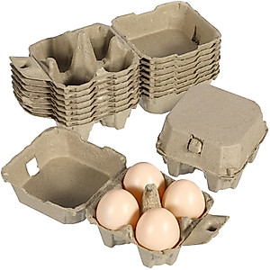 Luxshiny 10pcs 4 Count Kraft Pulp Egg Tray Holder for Home Refrigerator, Farm Market, Travel, Camping, Picnic