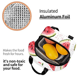 Canesert Lunch Bag with Pocket for Teen Slices Watermelon Insulated Lunch Box Cooler Thermal Waterproof Reusable Tote Bag for Women Travel Work Hiking Picnic