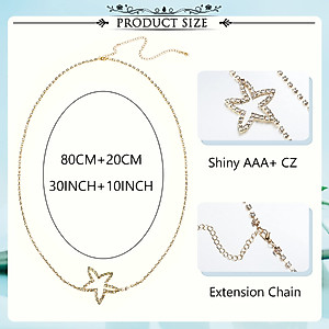 JOERICA 8Pcs Belly Chain for Women Adjustable Boho Multilayer Waist Chain Tassel Butterfly Heart Pendent Rhinestone Belly Chains Waist Beads Summer Beach Bikini Waist Body Jewelry Gold