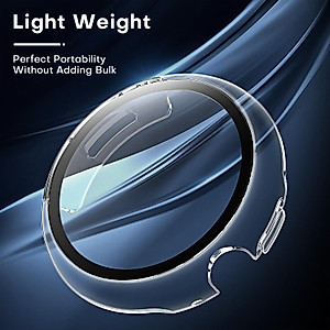 TAURI 2 Pack Hard Case for Pixel Watch 3 (2024)/Pixel Watch Series 2 1 41mm with 9H Tempered Glass Screen Protector, [Touch Sensitive] [Full Coverage] Slim Protective Cover for Pixel Watch 3, Clear