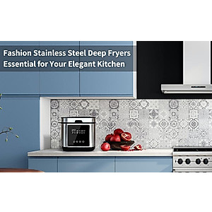 Deep Fryer CUSIMAX Electric Deep Fryer with Basket and Drip Hook, 2.5L/2.6QT Oil Capacity Fish Fryer with Temperature Control, Removable Lid, View Window, Stainless Steel Oil Fryer, 1200W