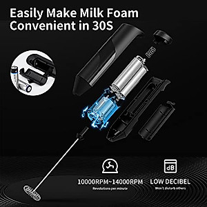 Milk Frother for Coffee, Handheld Frother Electric Whisk, Milk Foamer, Mini Mixer and Coffee Blender Frother for Latte, Matcha, Cappuccino, Hot Chocolate, Battery Operated Mini Drink Mixer