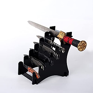 Knife Rack Knife Display Rack Knife Storage Rack 6 Tier Acrylic Countertop Knife Display Rack for Knife Display Storage (Black)