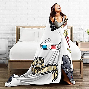Thinye 3D Popcorn Film Throw Blanket for Kids Baby Soft Fleece Blanket for Adults Men,Twin (80”×60”)