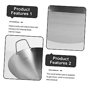 Ciieeo Stainless Steel Wok Dual- Handled Steel Wok Frying Pot Double Handle Wok Pot Stock Pot Carbon Steel Pow Wok Cooktop Wok Griddle Camping Accessories Skillet Binaural Pot Stove Flat