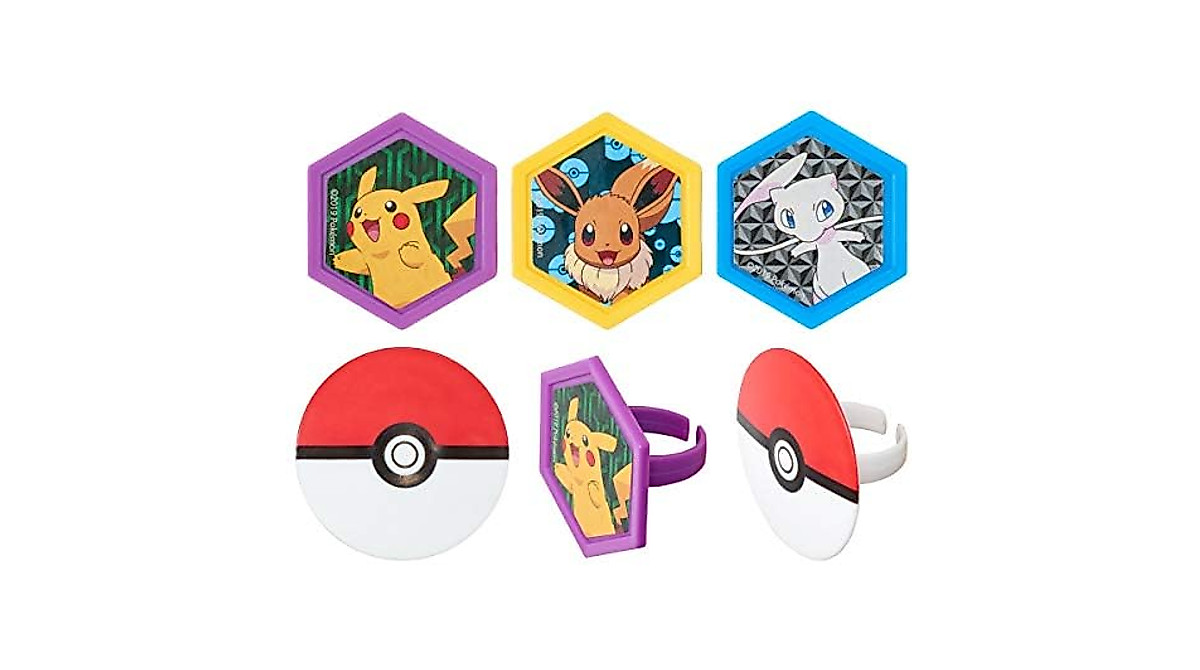 DecoPac Pokemon Pikachu Cupcake Rings – Fun Pokeball Toppers