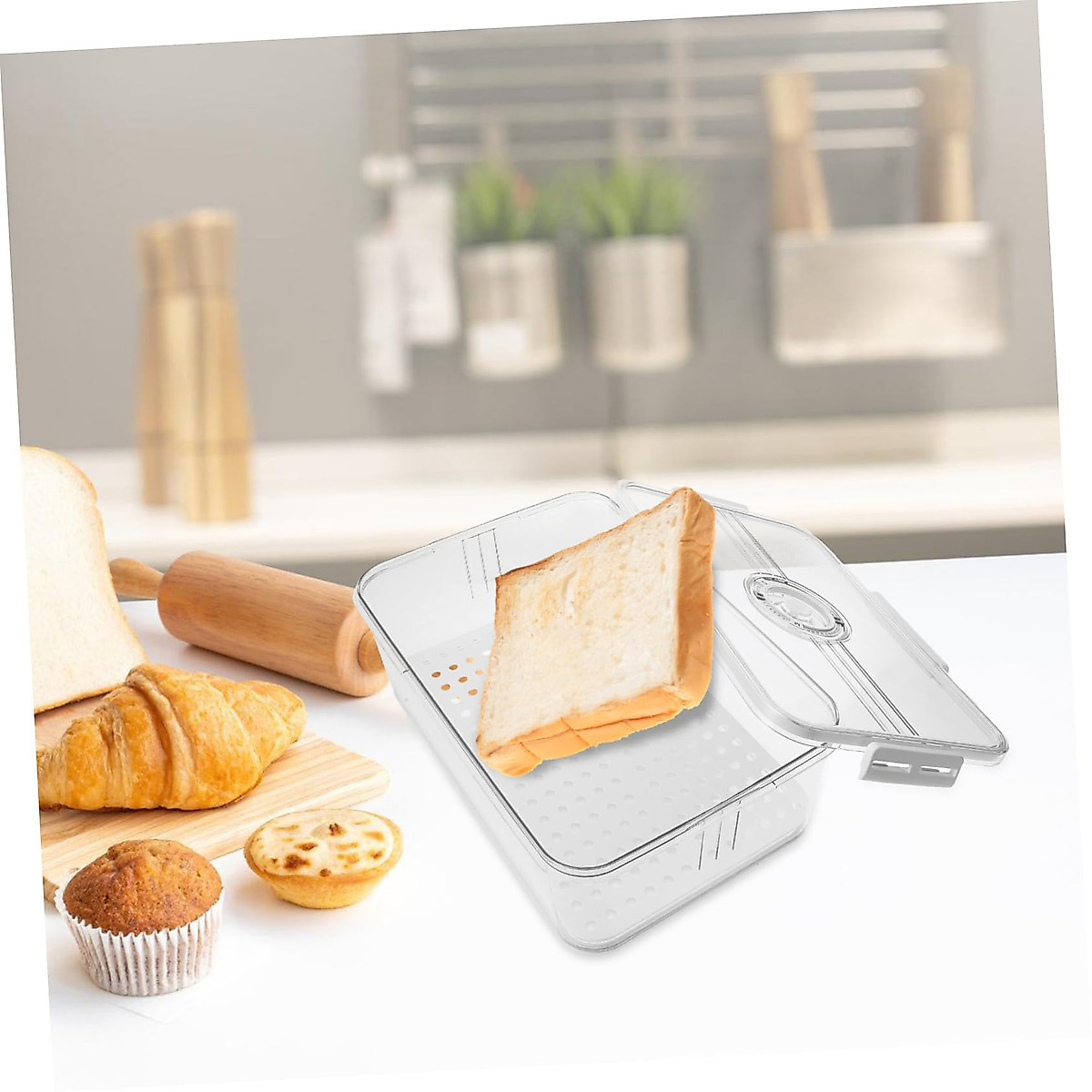 MAGICLULU Refrigerator Organizer Bins Airtight Bread Storage Fruit Vegetable Storage Containers Timer Function