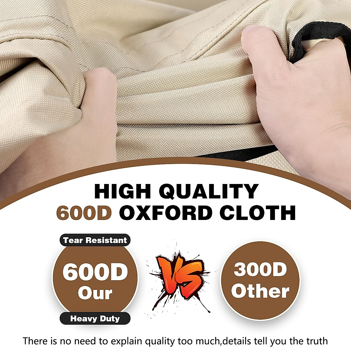 CHENGWEI 600D Outdoor Swing Canopy Replacement Top,Waterproof Patio Swing Canopy Replacement,3 Seat Porch Swing Canopy Replacement Sunshade and Rainproof(77" W x 43" D x 5.9" H Beige)