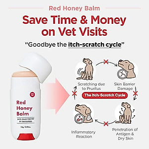 JAYU PET Red Honey Balm - Long Lasting Dog Cat Skin Nose Paw Wax Balm, Anti Slip & Help Reduce Licking, Dry Cracked Chapped Pad Soothing Butter, Pet Hotspots Itchy Allergy Relief Moisturizer 0.5 oz.