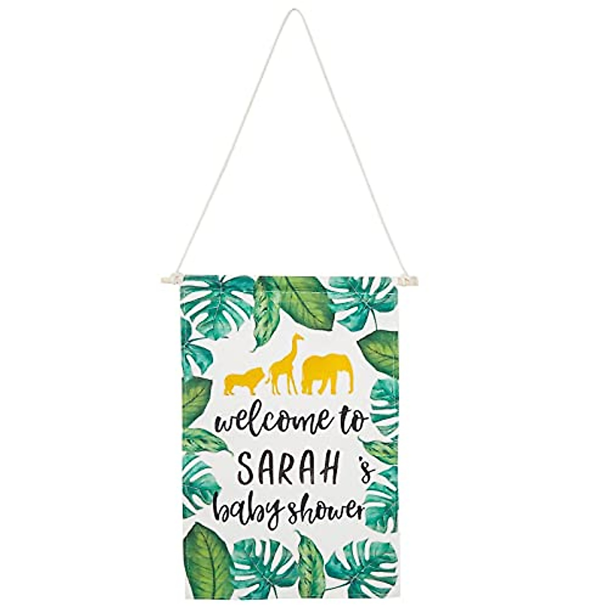 Sparkle and Bash Custom Safari Baby Shower Decorations Canvas Welcome Sign with Sticker Sheets (3 Pieces)