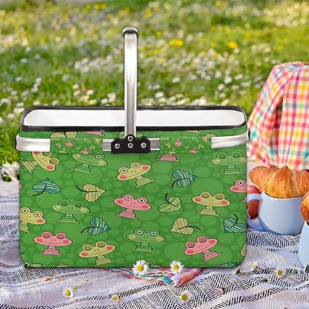 Tavisto Childish Frog Versatile and Durable Reusable Grocery Tote Bag - Spacious and Foldable with Fun Print Designs - Perfect for Shopping, Picnics, and Storage