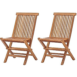 Teak Wood California Folding Outdoor Patio Dining Side Chair (Set of 2), Made from Solid A-Grade Teak Wood