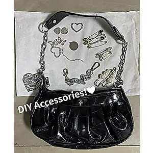 Goth Purse Gothic Purse Aesthetic Purse Goth Bag for Women PU Purse Shoulder Bag for Women Y2K Fashion (Black)