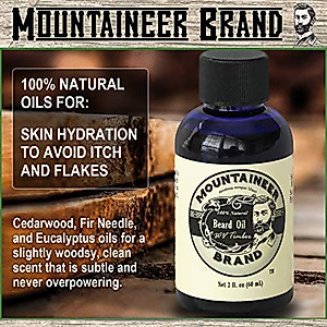 Mountaineer Brand Beard Grooming Kit for Men | Beard Oil, Conditioning Balm, Wash, Brush | Mustache Growth Essentials | WV Citrus & Spice Scented