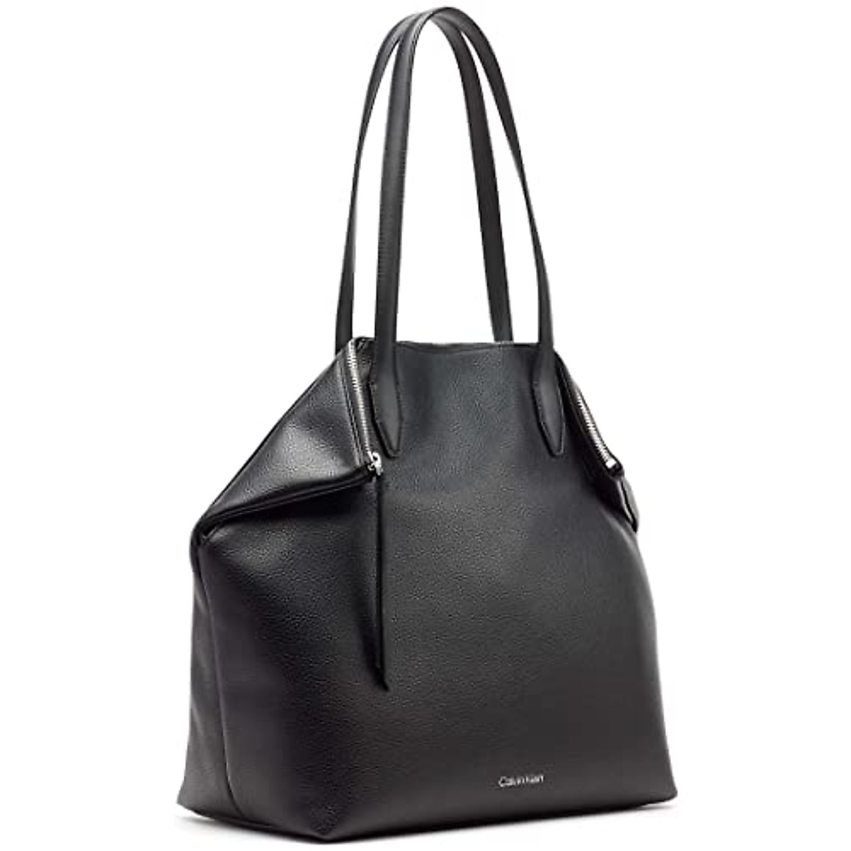Calvin Klein Brenda Top Zip Tote, Black/Silver
