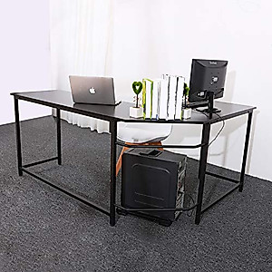 Homemark Computer Desk L Shaped Coner Desks 66.1" with Modern Simple Design and Extra Large Desk Space for Home Office and Student Writing Gaming Desktop Table (Black)