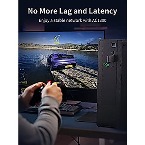 UGREEN AC1300 USB WiFi Adapter 5G 2.4G Dual Band USB 3.0 WiFi Dongle for Desktop PC Mini Wireless Computer Network Adapter Compatible with Windows 11/10/8.1/8/7, MacOS 10.11 Above