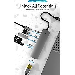 USB C Hub, 6 in 1 USB C Docking Station with 4K HDMI, 1 USB 3.0/1 USB 2.0, PD, SD/TF Card Reader, Type-C Data Transfer., space grey
