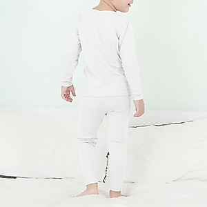 American Trends Boys Thermal Underwear Kids Long Johns Thermal Set Fleece Lined Base Layer Soft Warm Winter Thermals Sets for Toddler White 3T-4T