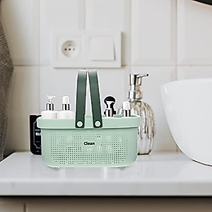 Zerodeko Shower Caddy Basket Plastic Toiletry Bag Bin Cleaning Caddy Organizer Storage Tote with Handles for Bathroom College Dorm Room Green