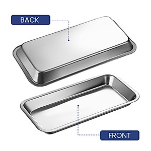 NUOMI Medical Surgical Tray Stainless Steel Instrument Trays Organizer 2 Pack Dental Procedure Tray Tools