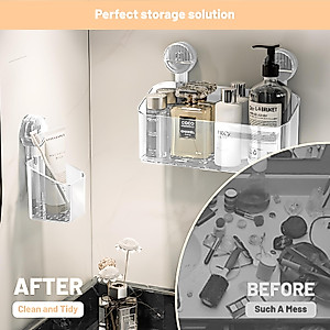 Shower Caddy Suction Cup Storage Rack Clear Acrylic Shower Shelves Glacier Water Ripples Corner Shelf For Bathroom Shower Accessories,gray Big
