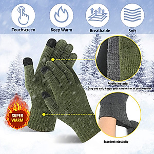 Evridwear 3 Pairs Winter Touchscreen Fingerless Gloves Cold Weather Thermal Warm Glove for Men Women