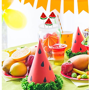 Watermelon Candy Lollipops - 12 Suckers Individually Wrapped - Summer Party Favors - Pool Party Treats - BBQ - Goodie Bags for Kids Birthday Party - Wedding Party Candy Buffet - Hand Decorated Pops