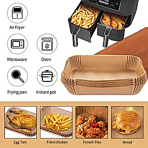 100PCS Ninja Air Fryer Liners Disposable Rectangle,POPQEEN Air Fryer Accessories,Food Grade Baking Parchment Paper for Ninja Foodi Dual DZ201 DZ401