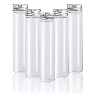 Haawooky 18 Pack 115 ml Clear Plastic Test Tubes with Screw Caps Flat-Bottomed Bath Salt Containers,Candy Containers for Wedding Party Christmas Décor