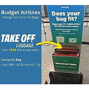 Take OFF Luggage 18 Inch Personal Item Removable Wheels Suitcase 2.0 Converts from Carry-On into Under the Seat Luggage and fits Sizers 18x14x8 Inches