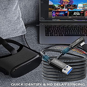 20FT Oculus Quest 2 Link VR/Virtual Reality Headset Cable for PC Gaming，USB 3.2 Gen1 5Gbps Type C to USB Type A ，High Speed Data Transfer & Fast Charger for Quest 2 and Quest