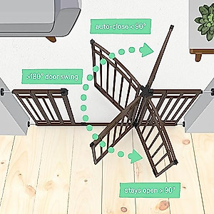 Summer Multi-Use Decorative Extra Tall Safety Pet and Baby Gate, 28.5"-48" Wide, 36" Tall, Pressure or Hardware Mounted, Install on Wall or Banister in Doorway or Stairway, Auto Close Door - Bronze