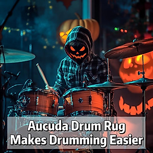 Aucuda Starry Blue Drum Rug Mat 4x6ft Tightly Woven Fabric Cool Drum Floor Mat with Non Slip Grip Bottom, Electric Drum Set Carpet Accessories for Holiday Practice, Apartment, Soundproof, Winter.