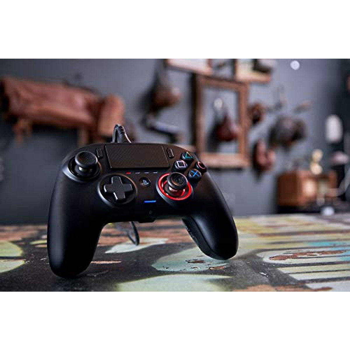 NACON PlayStation 4 Controller - Wired, USB-C, 4 Configurable Shortcut Buttons, Dual Concave Customizable Sticks, LED Player Status Indicator