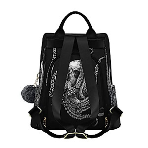 ALAZA Sugar Skull Octopus Large Women's Fashion Casual Backpack Purse Shoulder Travel Bag