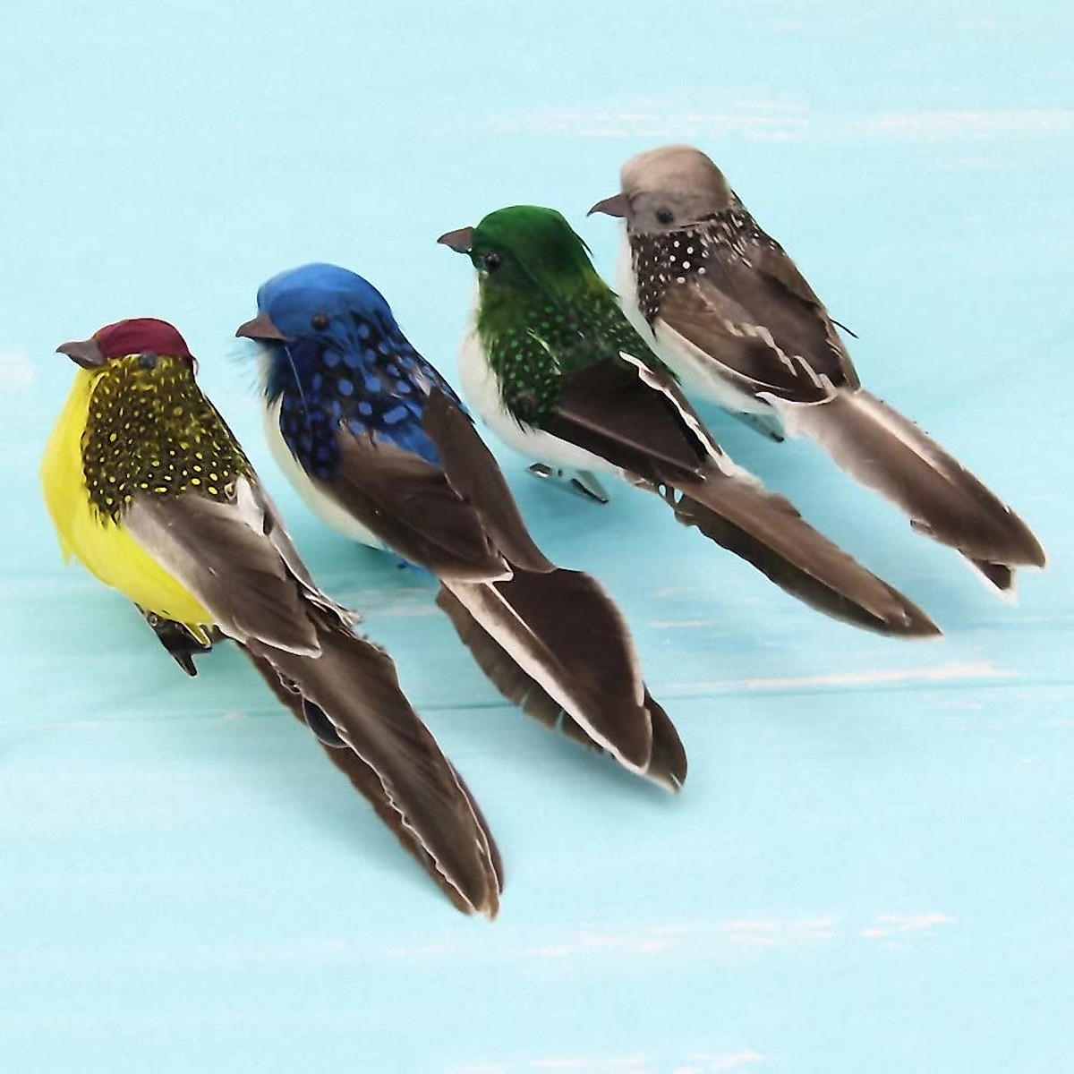 12Pcs Artificial Simulation Feather Birds with Clips Foam Birds Ornaments DIY Craft for Home Garden Wedding Decoration Party Accessories