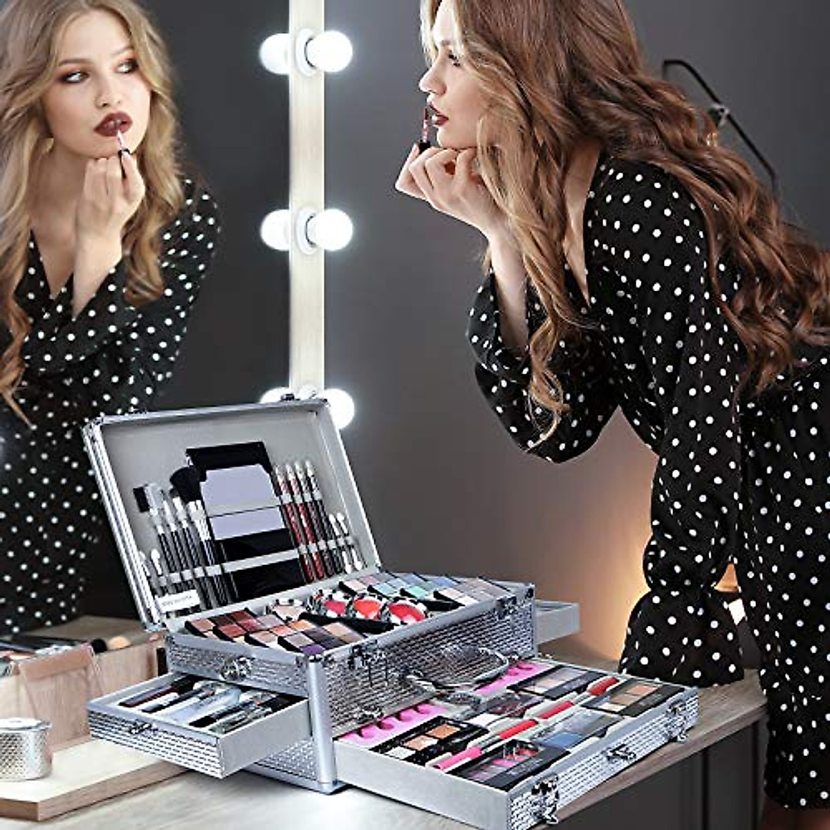 Joyeee All-in-One Makeup Gift Set Carry All Makeup Kit Women Full Kit With Makeup Bag Lipgloss Lipstick Concealer Blush Foundation Face Powder Eyeshadow Palette Cosmetic Palette #10