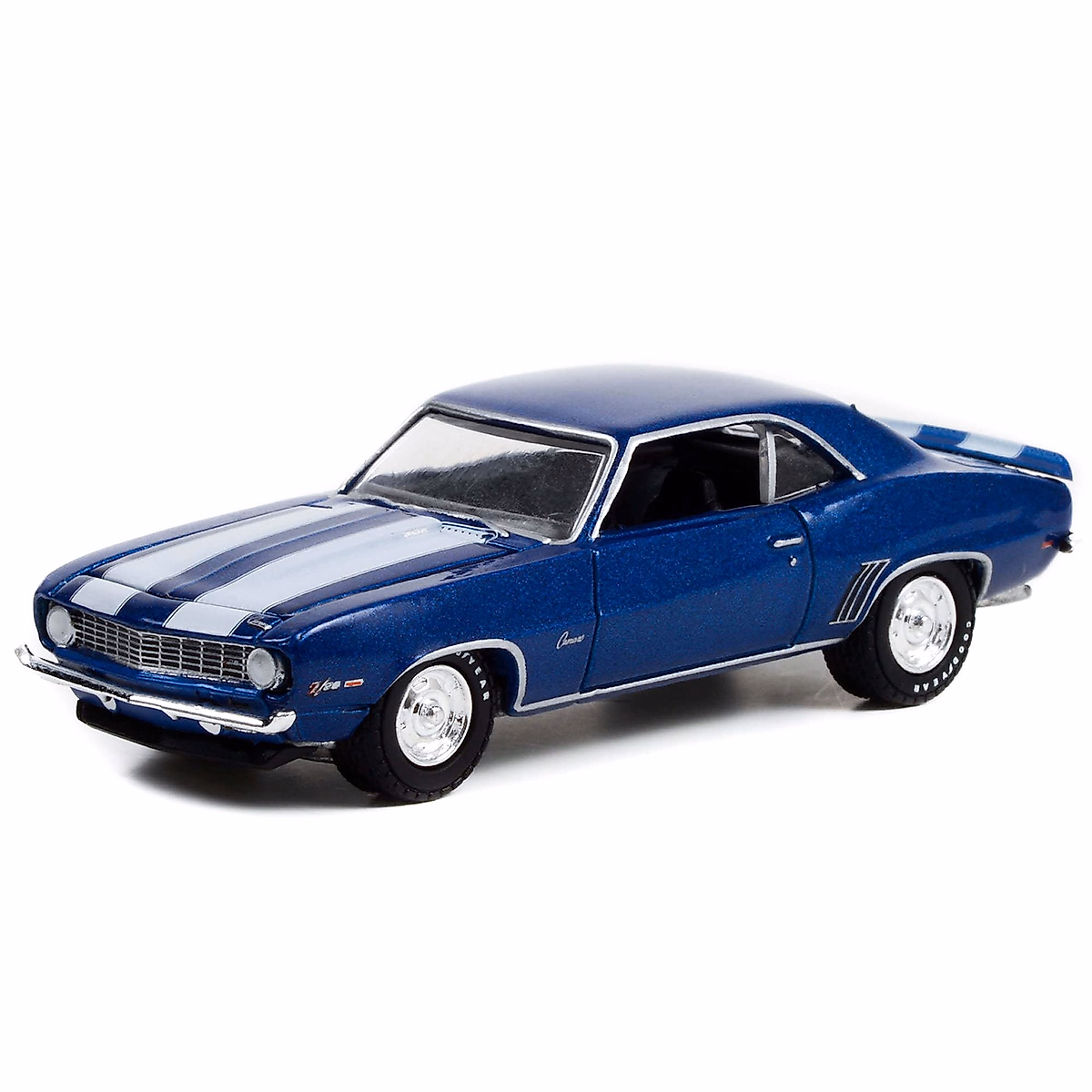 1969 Chevy Camaro Z/28 Dusk Blue Met w/White Stripes (Lot #687.3) Barrett Jackson Scottsdale Edition 1/64 Diecast Model Car by Greenlight 37250 C