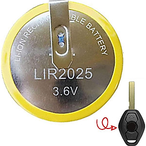 for 1996-2012 Remote Key FOB Battery LIR2025 (90 Degrees) Compatible with BMW Remote Case Shell fits 3 5 7 Series, M3 M5 M6 Z3 Z4 Z8 X3 E63 E38 E83 E53 E36 E85 (LX8FZV LX8 FZV) – with Instructions