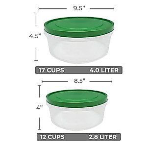 Large Food Storage Container 135 oz and 96 oz,Count 8 Plastic Food Storage Canisters Flour, Sugar, Baking Supplies Meal Prep BPA-Free (Green)2.8L/4L