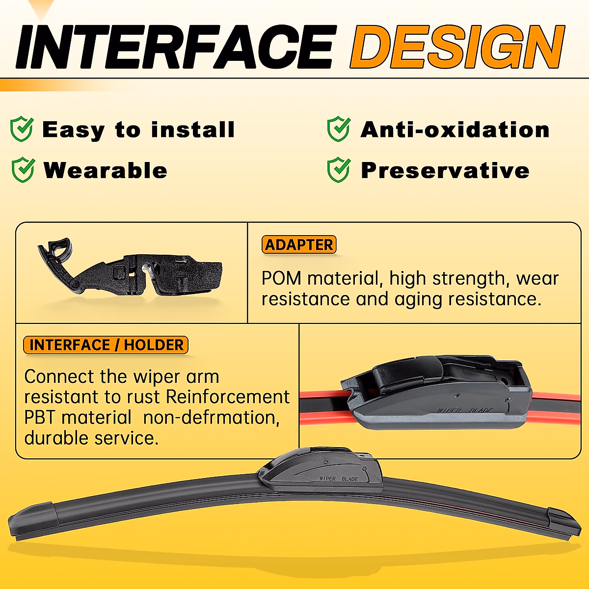 AUTOBOO 26" and 18" Windshield Wipers Blades (Pack Of 2),OEM Quality Premium All-Seasons Wiper blades,Stable and Quiet Armor wiper blades