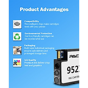 PACITEK Compatible 952XL Ink Cartridge use with HP Officejet Pro 7740 Printer 8710 8715 8725 8720 8715 Printers Ink Cartridges