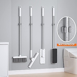 reliahom 6 Pack Broom Holder Wall Mount Stainless Steel Mop Hanger Organization Heavy Duty Garage Storage System Garden Laundry Kitchen Tool Organizer General Purpose Storage Rack(Silver)