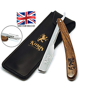 Cut Throat Straight Razor for Men by KING'S CUT THROAT ® - Men’s Cutthroat Shaving Straight Slider – Leather Travel Pouch and Velvet Kit Bag Included – Essential Male Grooming Accessory for Beards