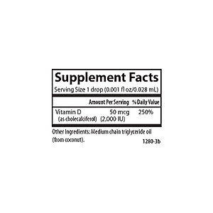 Carlson - Super Daily D3, Vitamin D Drops, 2,000 IU per Drop, 1-Year Supply, Vitamin D3 Liquid, Heart & Immune Health, Vegetarian, Liquid Vitamin D Drops, Unflavored, 365 Drops