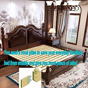 DERRILLA Universal Wood Bed Rail Hook Plates,Hook Plates for Wooden Beds Beds Frame Bracket Headboard Footboard Replacement Wooden Bed Parts (2)